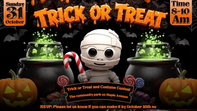 Vintage Trick Or Treat Digital Display (16:9) Template | PosterMyWall