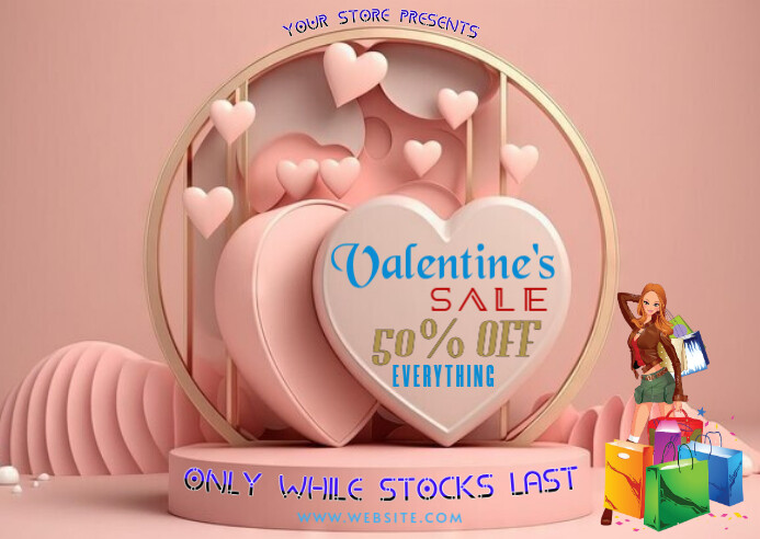 Vintage Valentine's Discount Sale Postcard Template | PosterMyWall