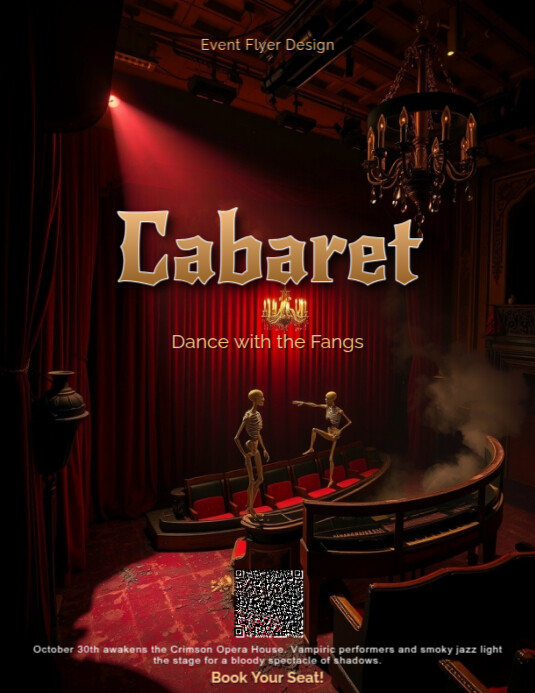 Vintage vampire cabaret Halloween flyer template | PosterMyWall