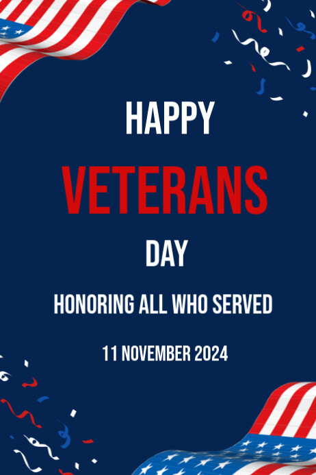 Vintage Veterans Day 11 November Poster Template | PosterMyWall