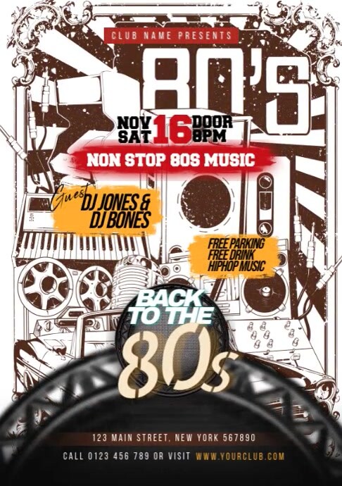 Vintage Vintage Disco 80s Live Music Flyer Template A4 | PosterMyWall