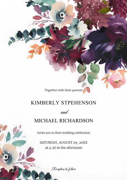 vintage wedding invitation templates with flo | PosterMyWall