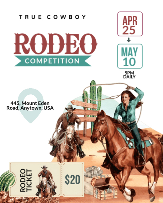 Plantilla de Vintage Western Rodeo Competition Flyer - Country Event ...