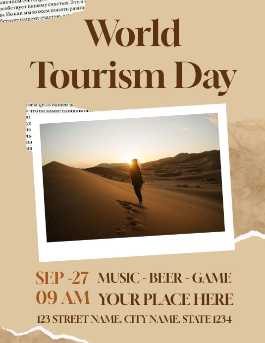 Vintage World Tourism Day Event Flyer Template | PosterMyWall