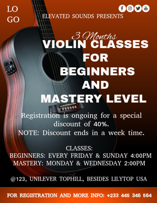 Violin ads and registration ads Template | PosterMyWall