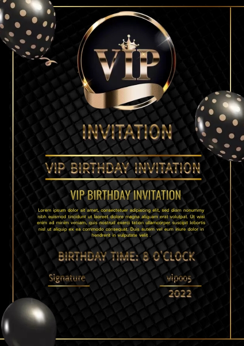 VIP Birthday invitation card Template | PosterMyWall