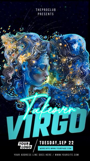 Virgo Neon Party Video Template | PosterMyWall