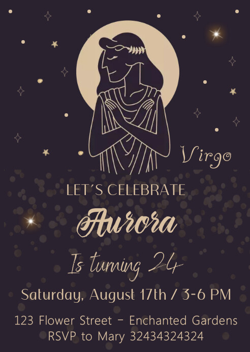 Virgo Zodiac Birthday Invitation Template | PosterMyWall