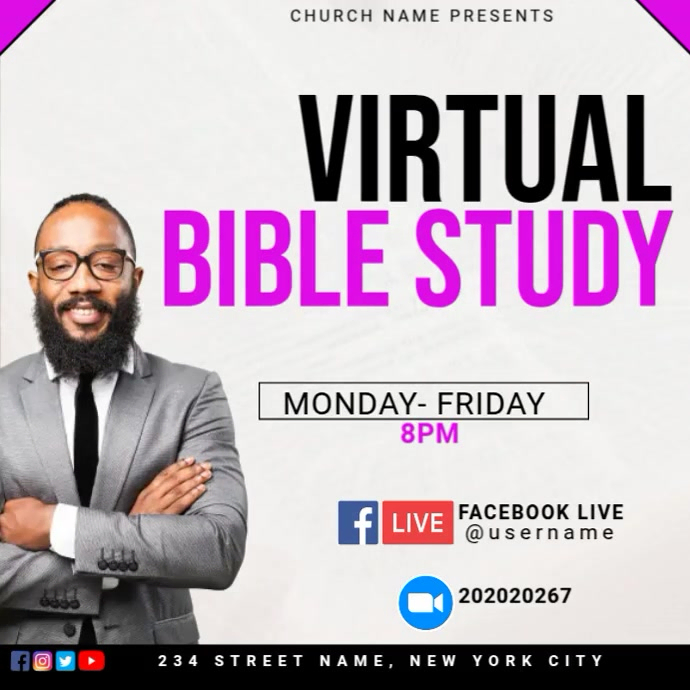 virtual Bible study, Bible study Template | PosterMyWall
