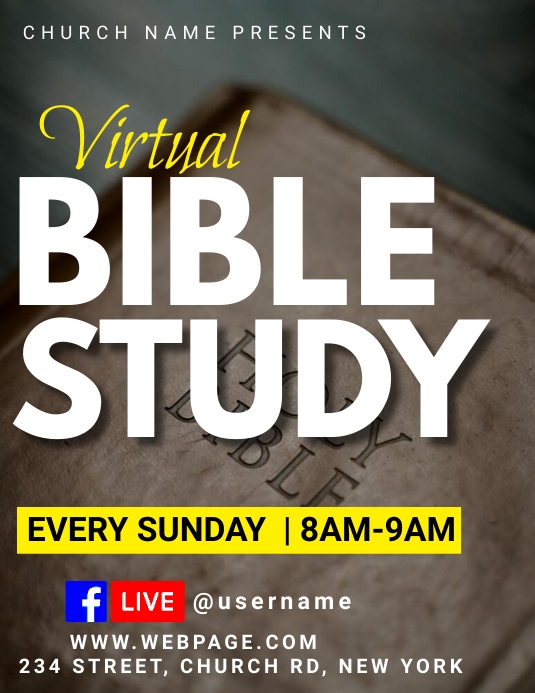 Plantilla de Virtual Bible study | PosterMyWall