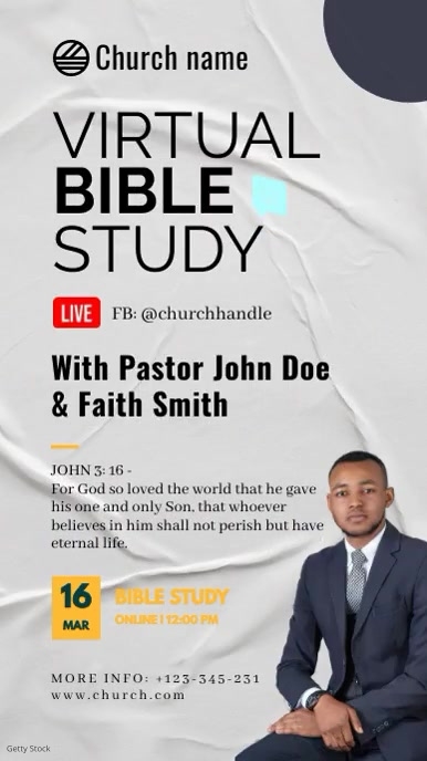 Virtual Bible study reel-white Template | PosterMyWall
