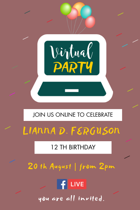 VIRTUAL BIRTHDAY PARTY Template | PosterMyWall
