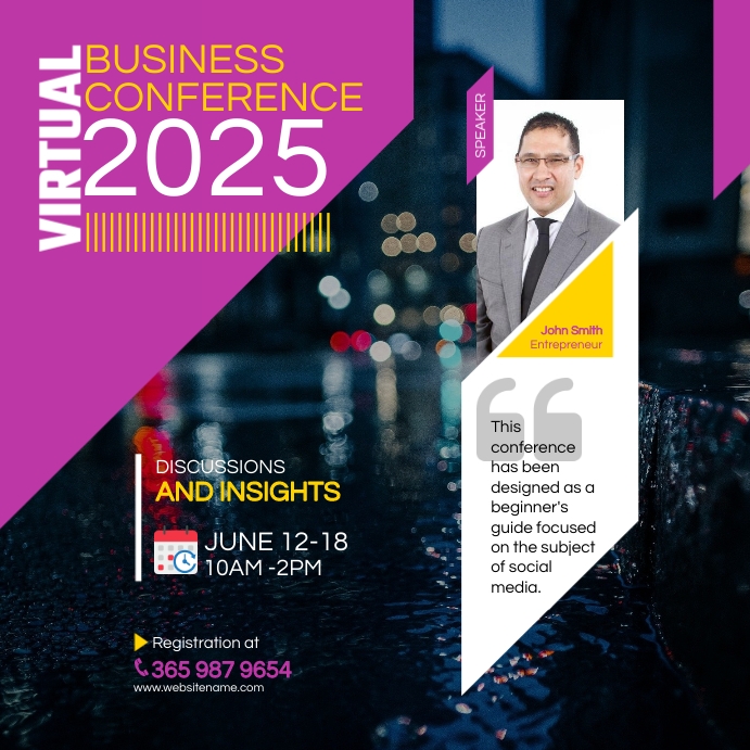 Virtual Business Conference Instagram Post Template | PosterMyWall