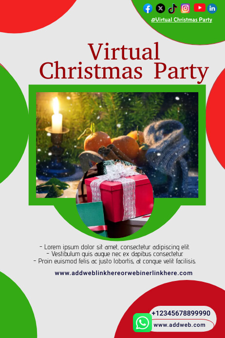 VIRTUAL CHRISTMAS PARTY Templat | PosterMyWall