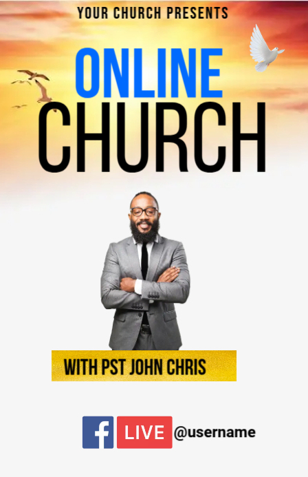Virtual church, online church, virtual event Template | PosterMyWall