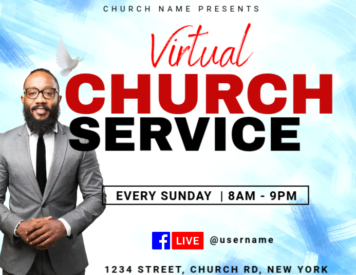 Virtual church service, church flyers Template | PosterMyWall