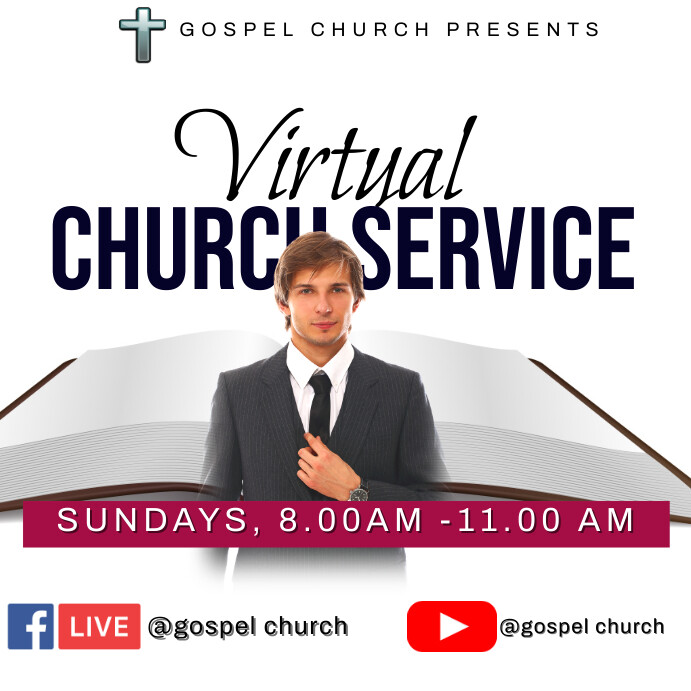 virtual church service flyer design Template | PosterMyWall