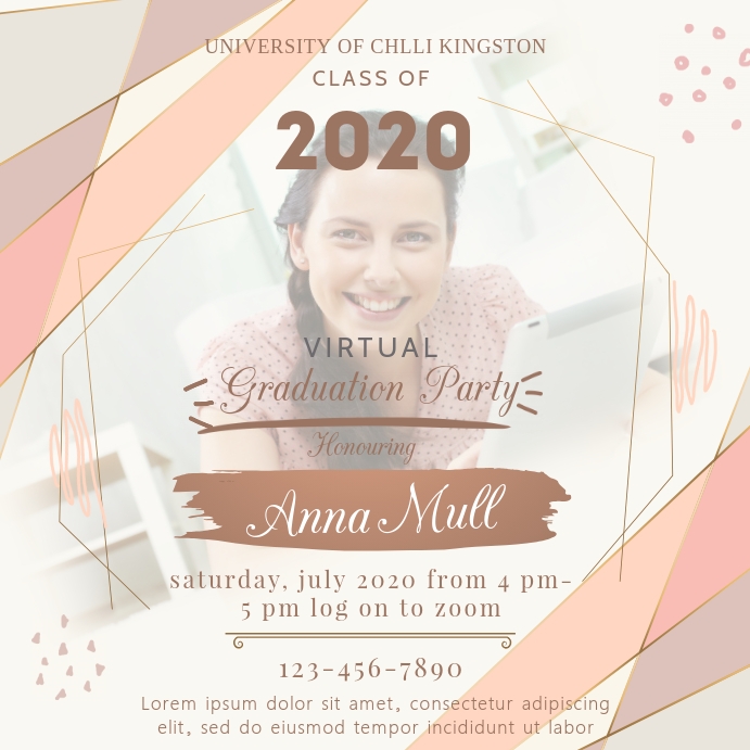 Virtual Grad Party Invite Social Media Post Template | PosterMyWall