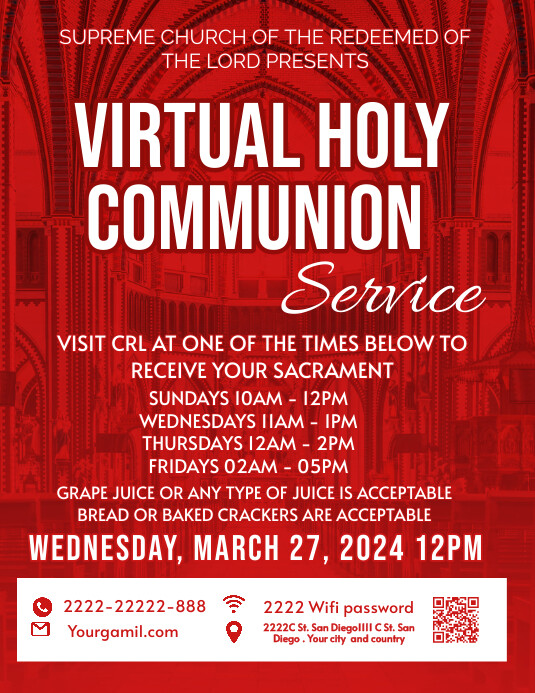 VIRTUAL HOLY COMMUNION Service Templat | PosterMyWall