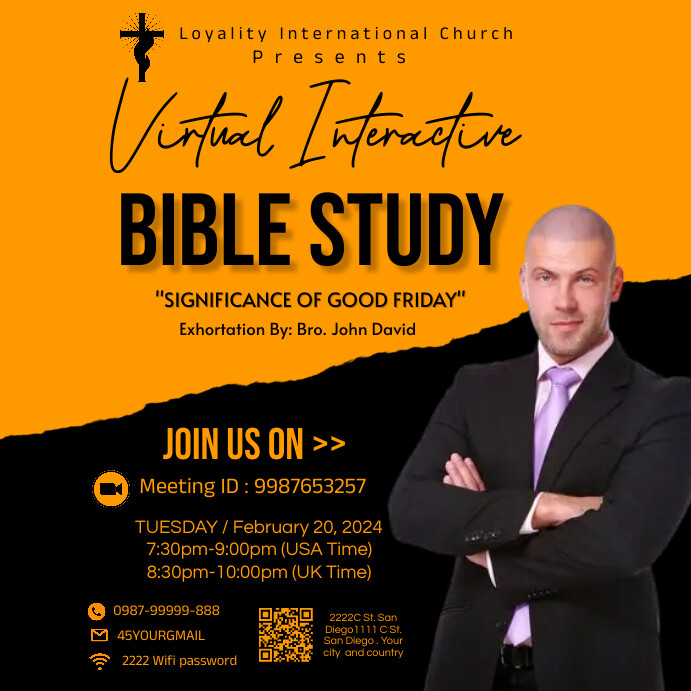 Virtual Interactive Bible study school Template | PosterMyWall