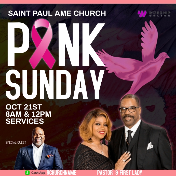 virtual online pink out church service Template | PosterMyWall