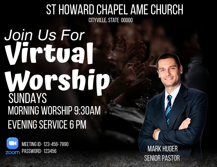 virtual online worship church worship service Template | PosterMyWall
