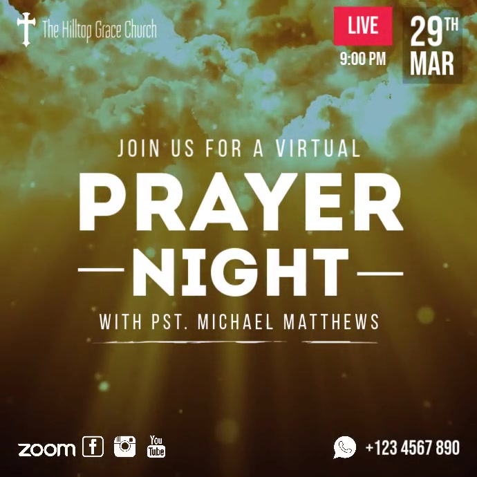 Virtual prayer night church live ad template | PosterMyWall