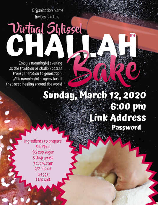 Copy of Virtual Shlissel Challah Bake | PosterMyWall