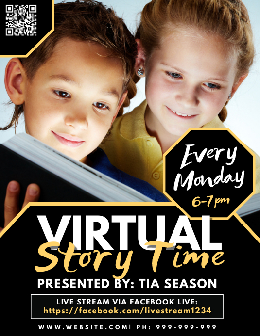 Virtual Story Time Poster Template | PosterMyWall