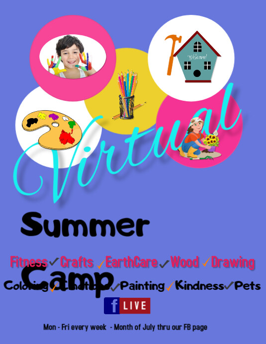 virtual summer camp/facebook live/online camp Template | PosterMyWall