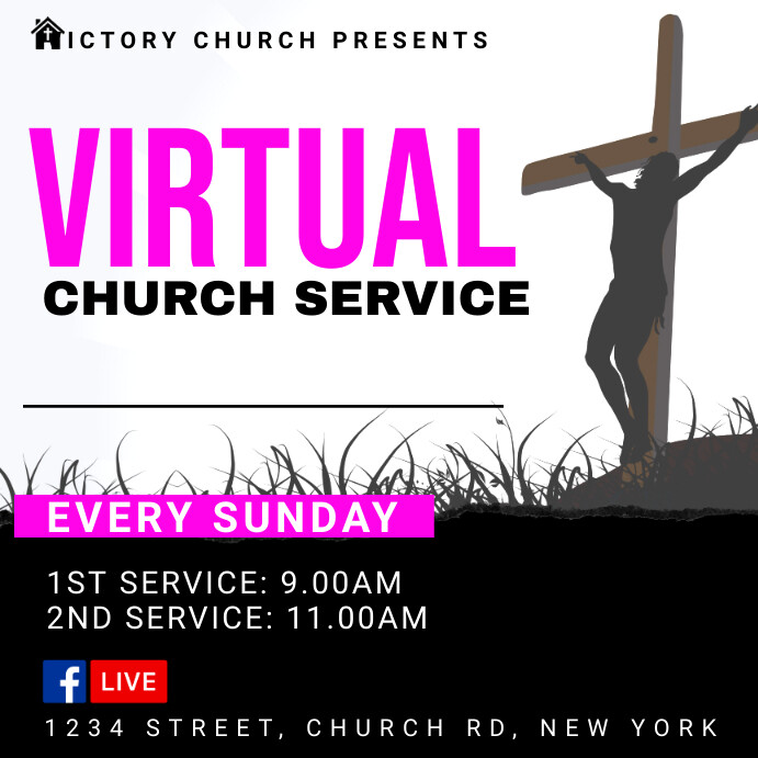 virtual sunday, church poster, church flyer Template | PosterMyWall
