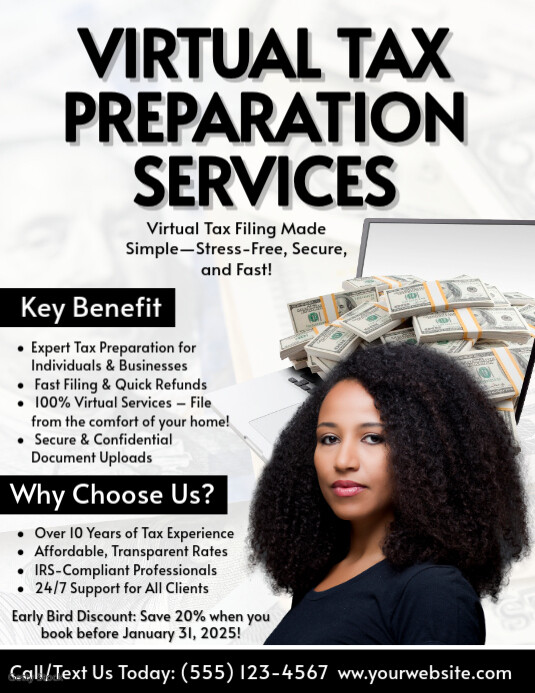 Copy of virtual tax preparation services flyer | PosterMyWall