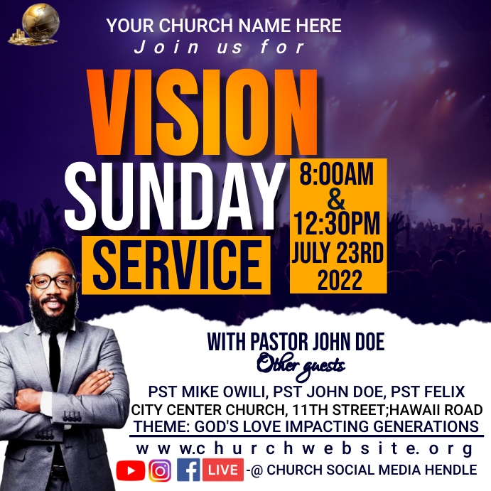 vision sunday service Template | PosterMyWall
