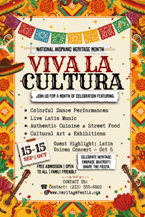 Hispanic Heritage Celebration Template | PosterMyWall