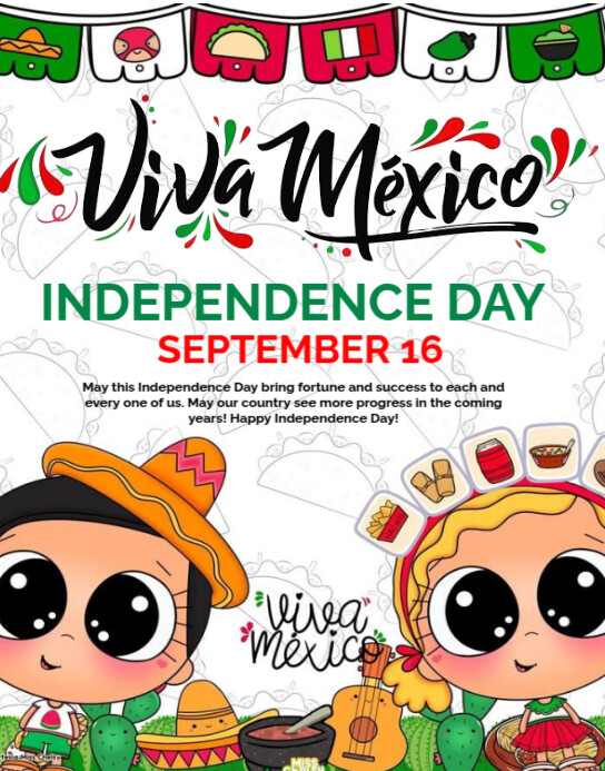Viva México independence day celebration temple flayer editablet ...