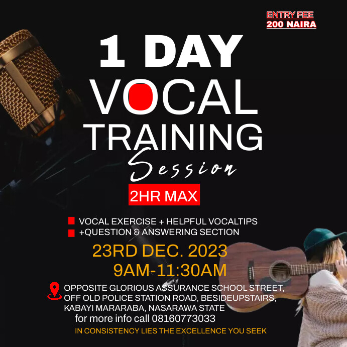 Vocal training session flyer template | PosterMyWall