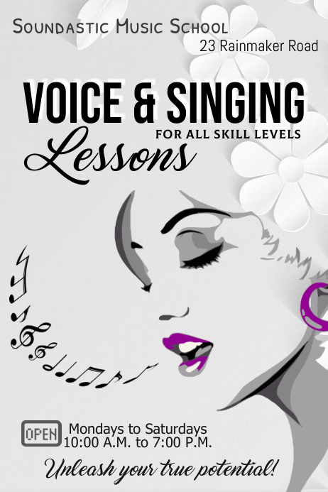 Copy of voice & singing lessons template | PosterMyWall