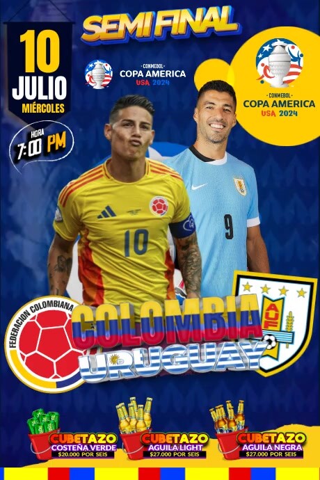 Volante Copa America 2024 Semifinal Póster Template | PosterMyWall