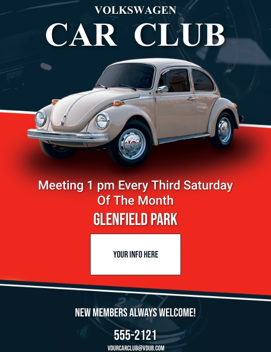 Copy of VOLKSWAGEN CAR CLUB (RED BACKGROUND) | PosterMyWall