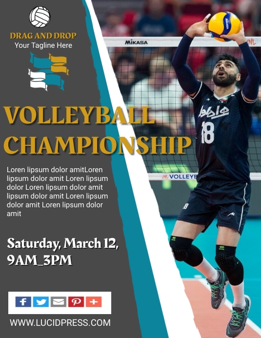 Volley ball template, championship | PosterMyWall