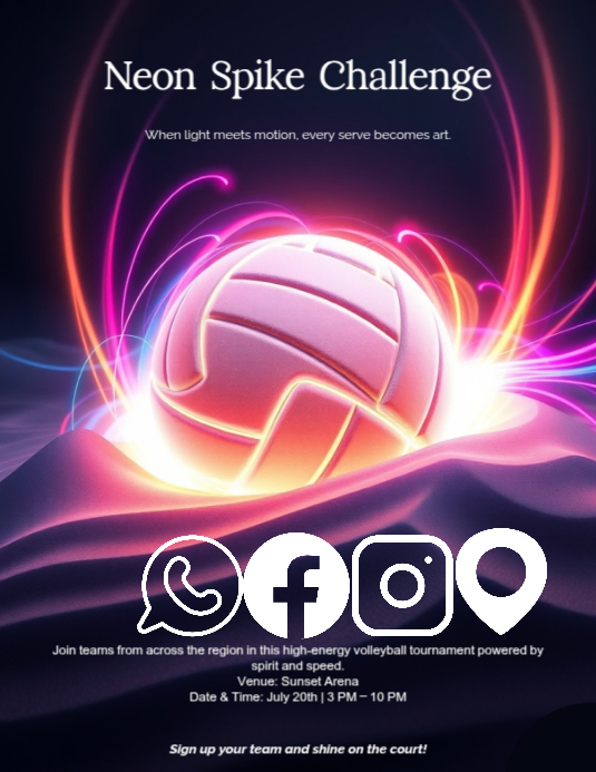 Volleyball Flyer Template | Energy Wave Surreal Sports Design ...
