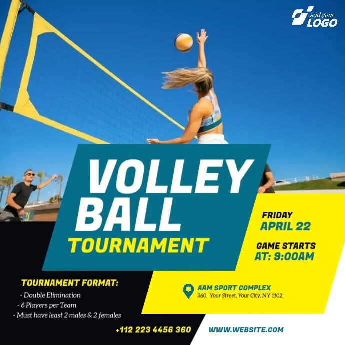 Volleyball Tournament Ad Template | PosterMyWall