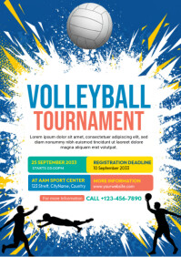 Aqua Professional Volleyball Tournament Flyer Template A4 | PosterMyWall