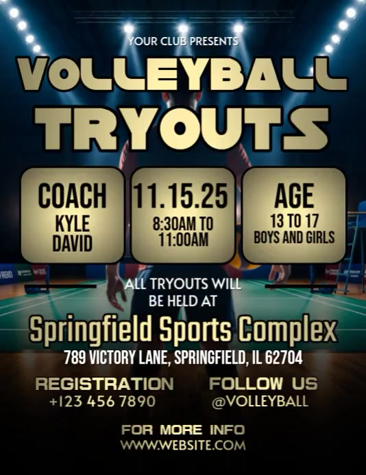 VOLLEYBALL TRYOUTS POSTER Template | PosterMyWall
