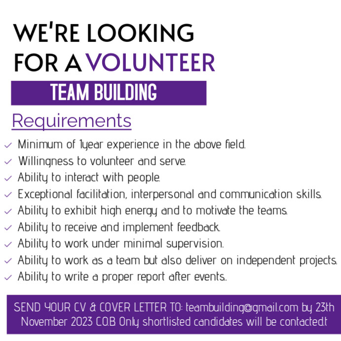 VOLUNTEER needed Template | PosterMyWall