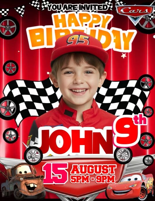 Vroom Vroom! John’s 9th Birthday Grand Prix Template | PosterMyWall