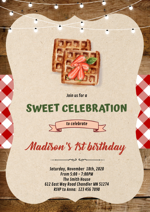 Waffle birthday party invitation Template | PosterMyWall