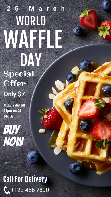 Copy of Waffle day, world waffle day. | PosterMyWall
