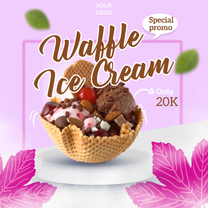 Waffle Ice Cream Offer Template | PosterMyWall