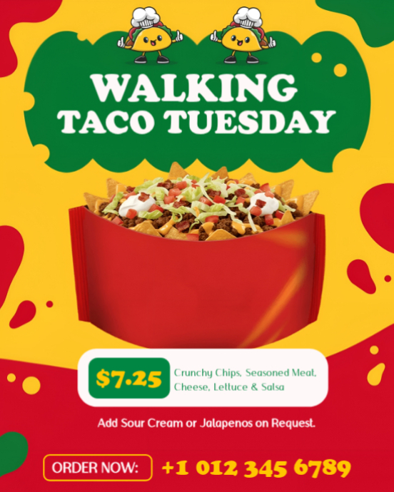 Walking Taco Tuesday Flyer | Walking Taco Special Promotion & Taco ...